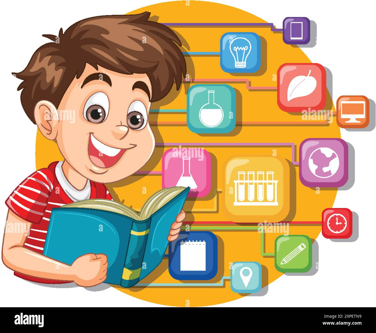 Child reading book in classroom Stock Vector Images - Alamy