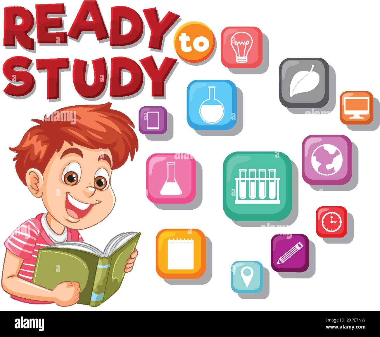 Child reading book with educational icons Stock Vector Image & Art - Alamy
