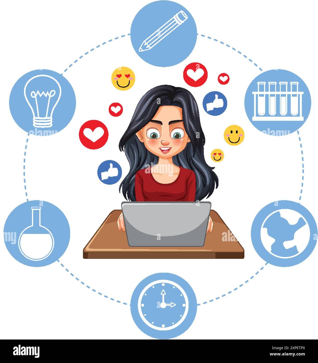 Woman social media symbols Cut Out Stock Images & Pictures - Alamy