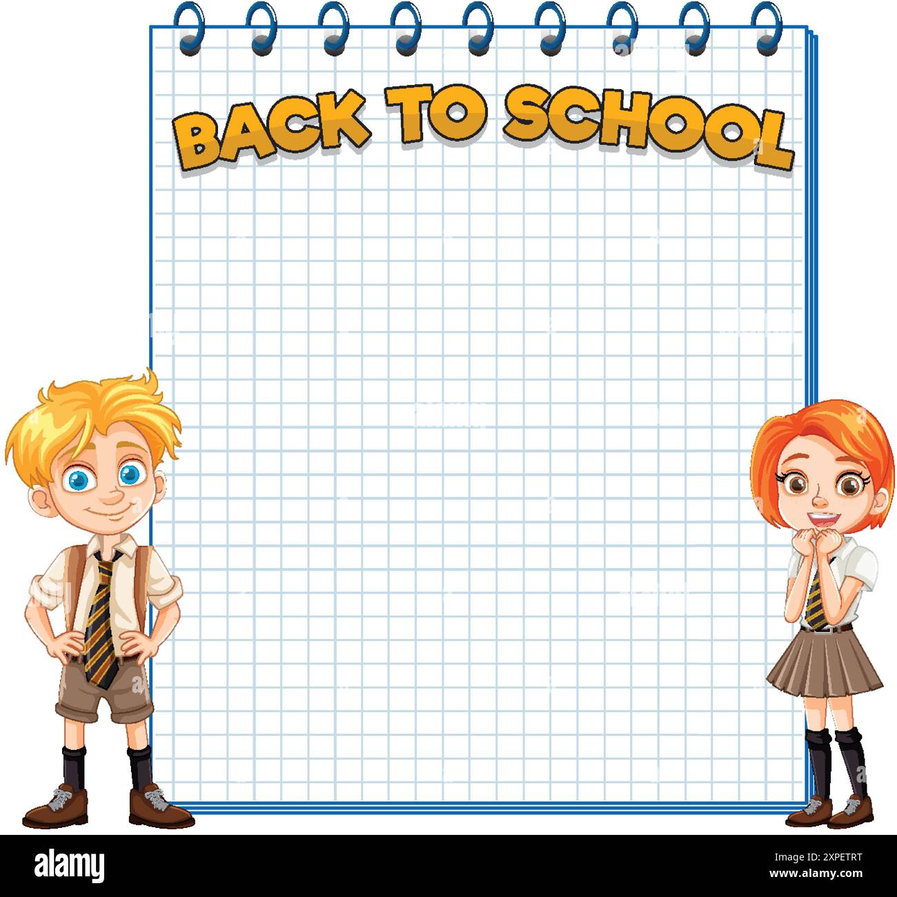 Children in school uniforms with notebook background Stock Vector Image ...