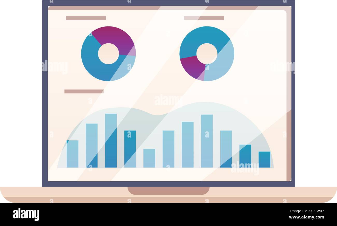 Laptop is showing charts and graphs, representing data analysis and business statistics Stock ...