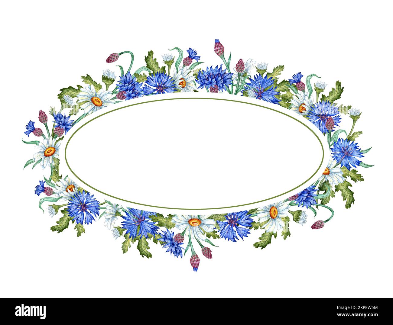 Blue Flower Oval Frame