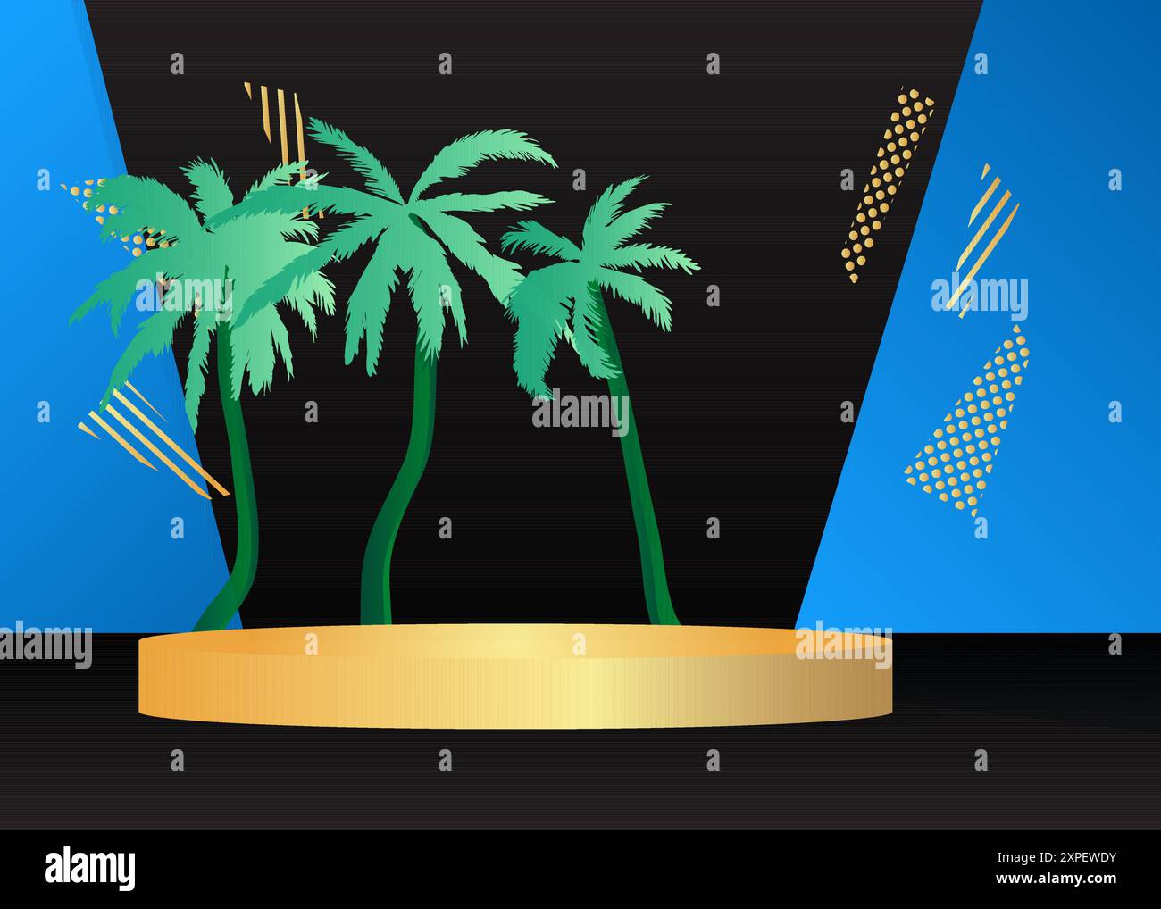 Mockup product display with Palm Tree. Vector cylinder pedestal podium ...