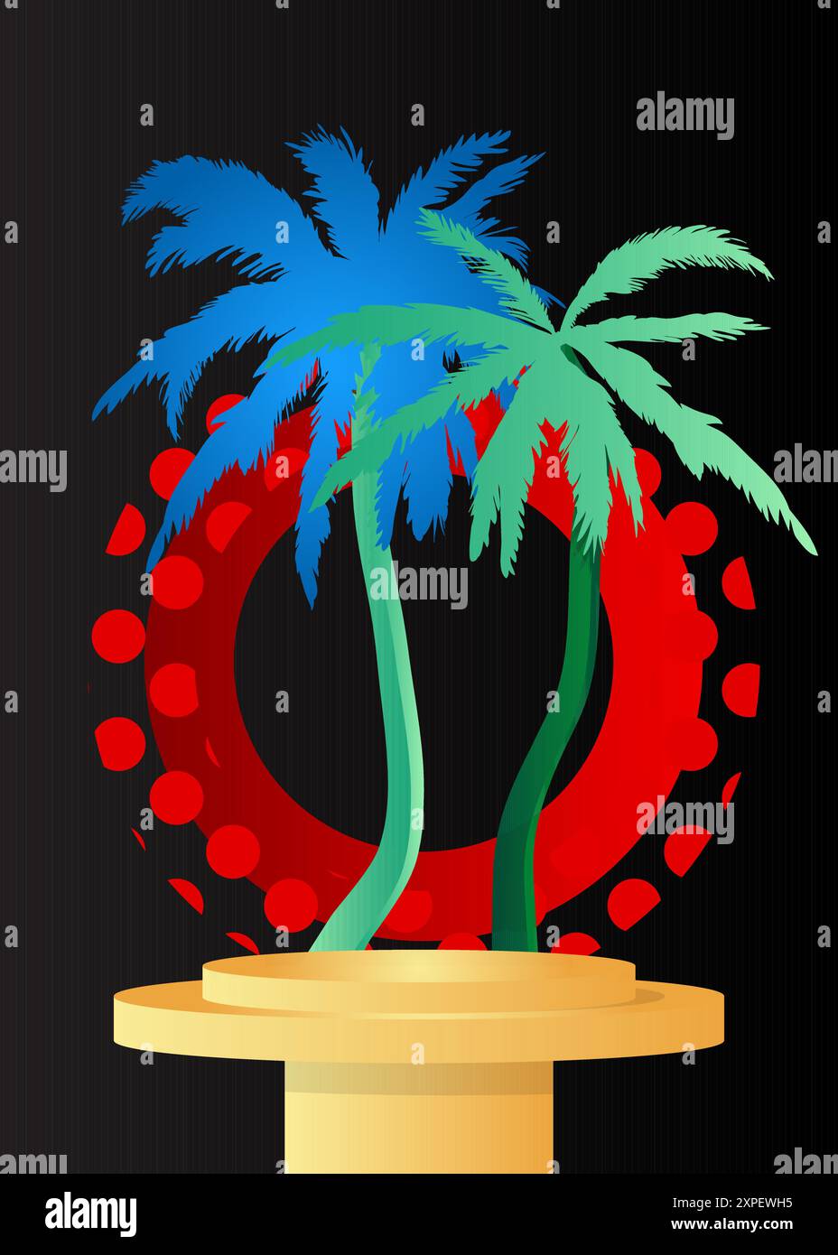 Mockup product display with Palm Tree. Vector cylinder pedestal podium ...