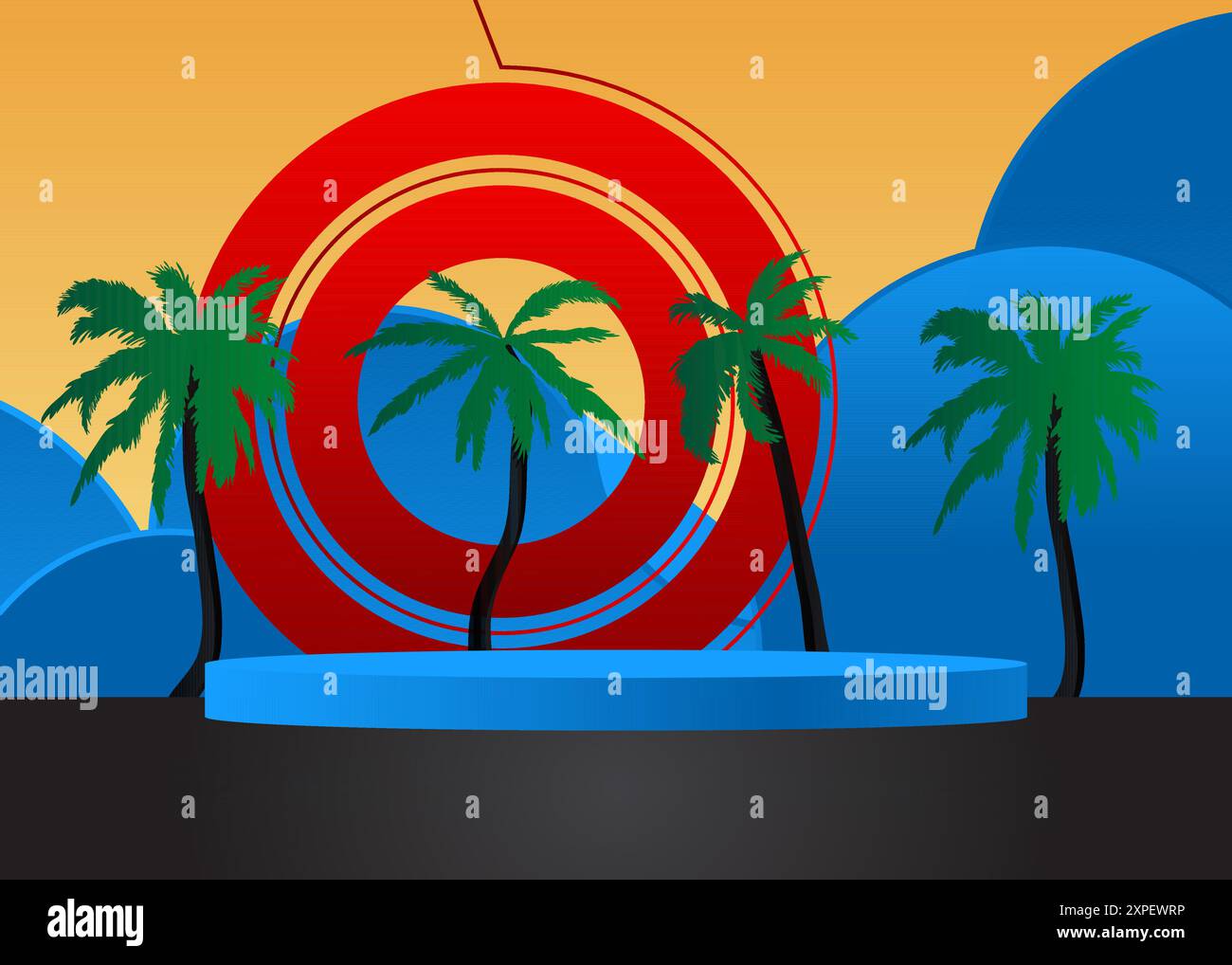 Mockup product display with Palm Tree. Vector cylinder pedestal podium ...