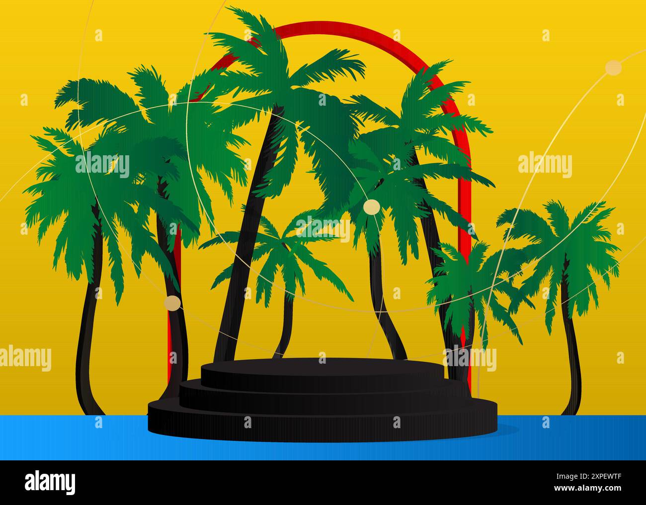 Mockup product display with Palm Tree. Vector cylinder pedestal podium ...