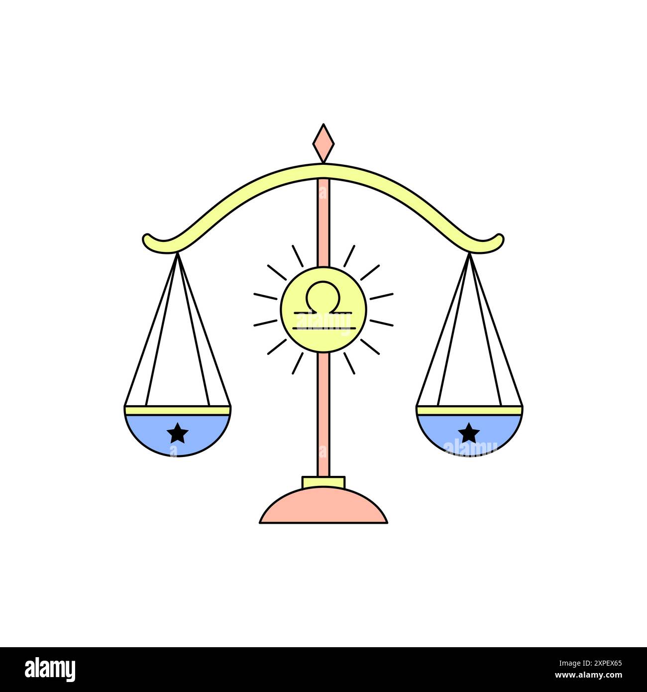 Libra zodiac sign in line art style on white background Stock Vector ...
