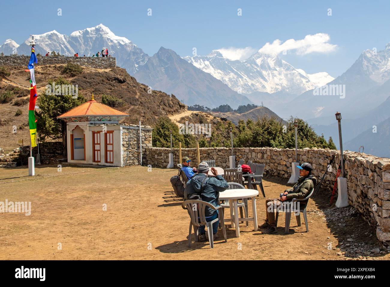 View from the grounds of the Hotel Panorama above Namche Bazaar to Mt ...