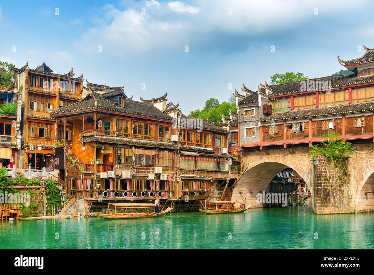 Awesome view of the Hong Bridge (Rainbow Bridge) in Fenghuang Stock ...