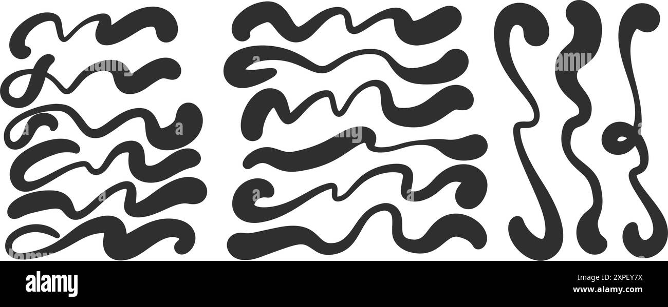 Squiggle curly lines set. Swoosh vector strokes and swirl hand drawn ...