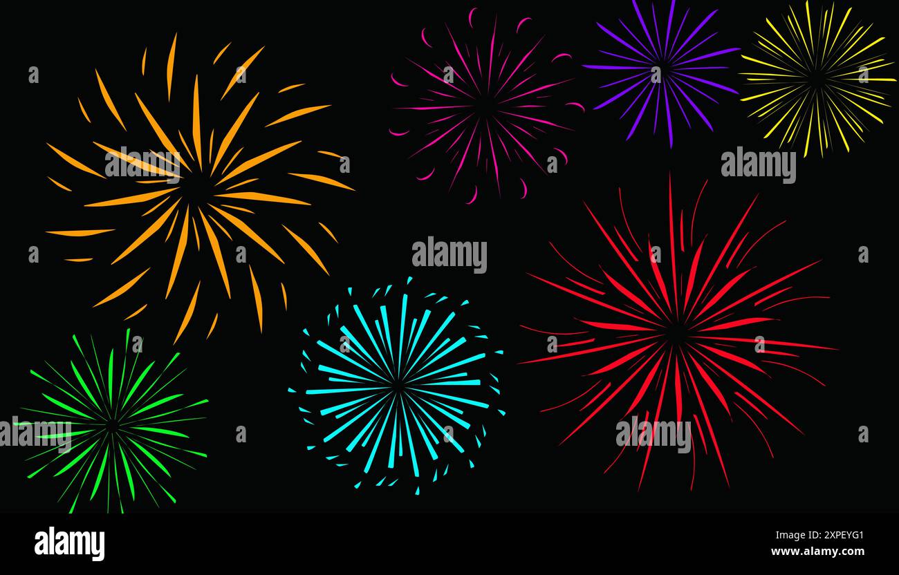 The background design with a colorful fireworks pattern is suitable for ...