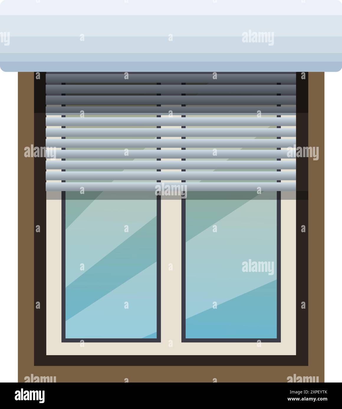 Modern window, featuring horizontal blinds for controlling the amount ...
