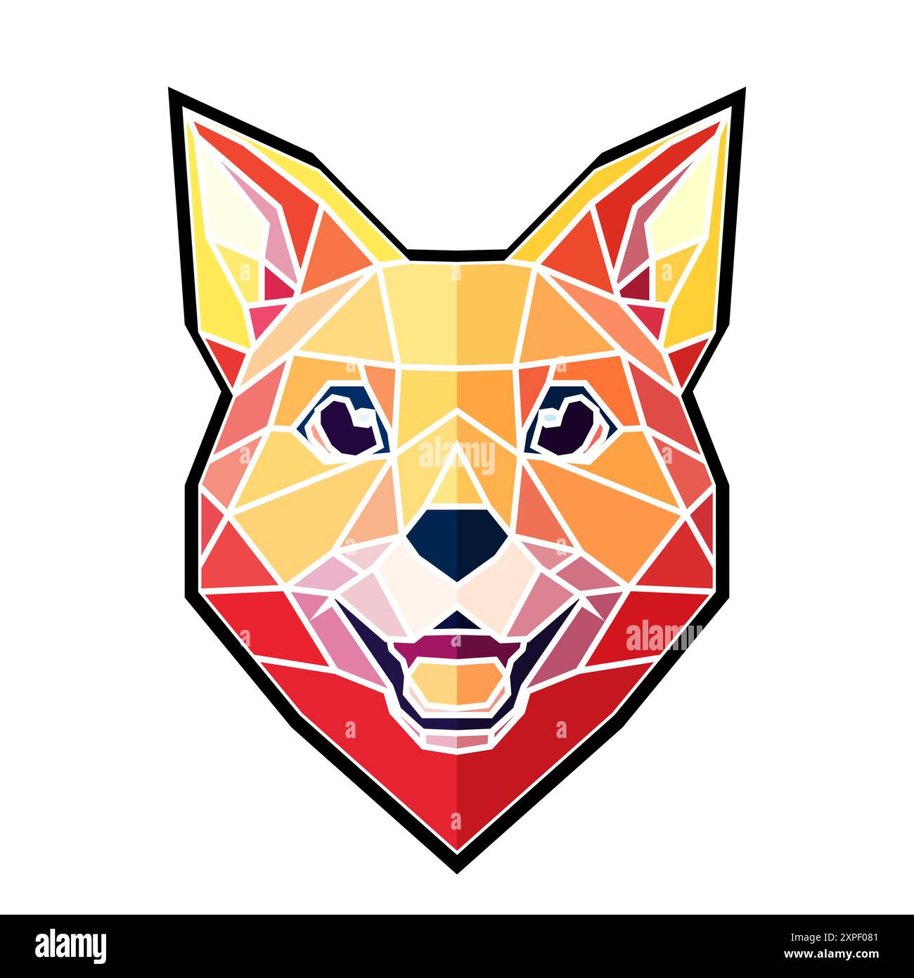 Stylized Dog head made of geometric shapes, gradient animal head ...