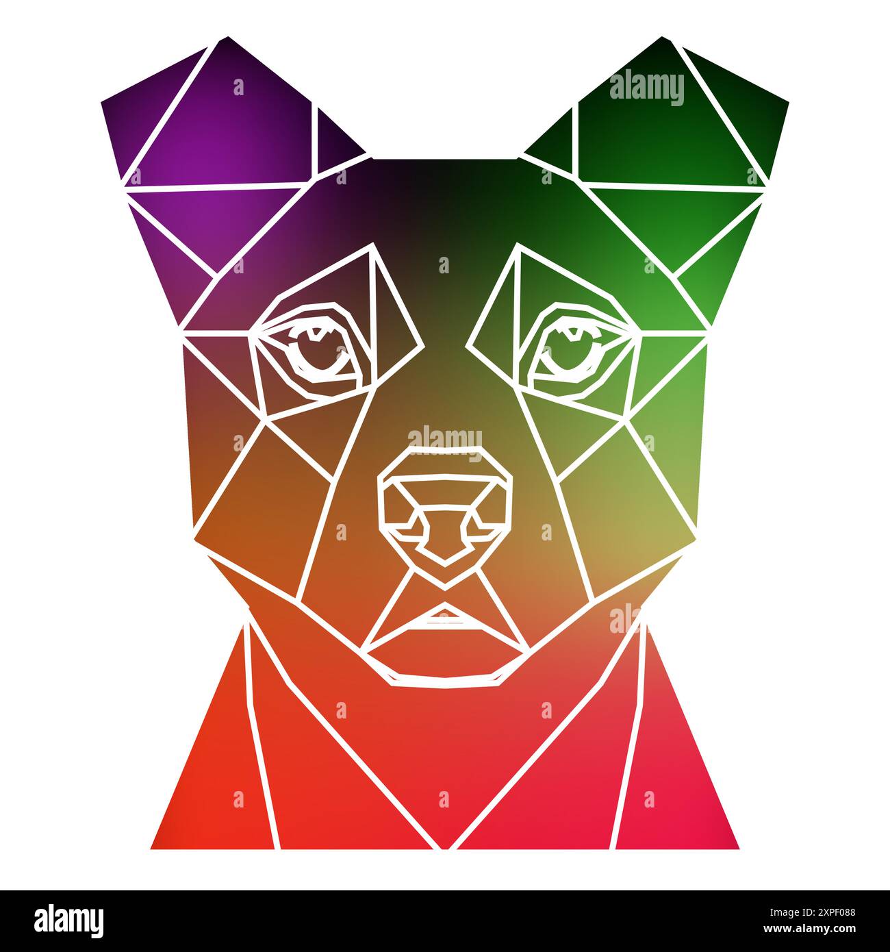 Stylized dog head a geometric style of triangles and different gradient ...