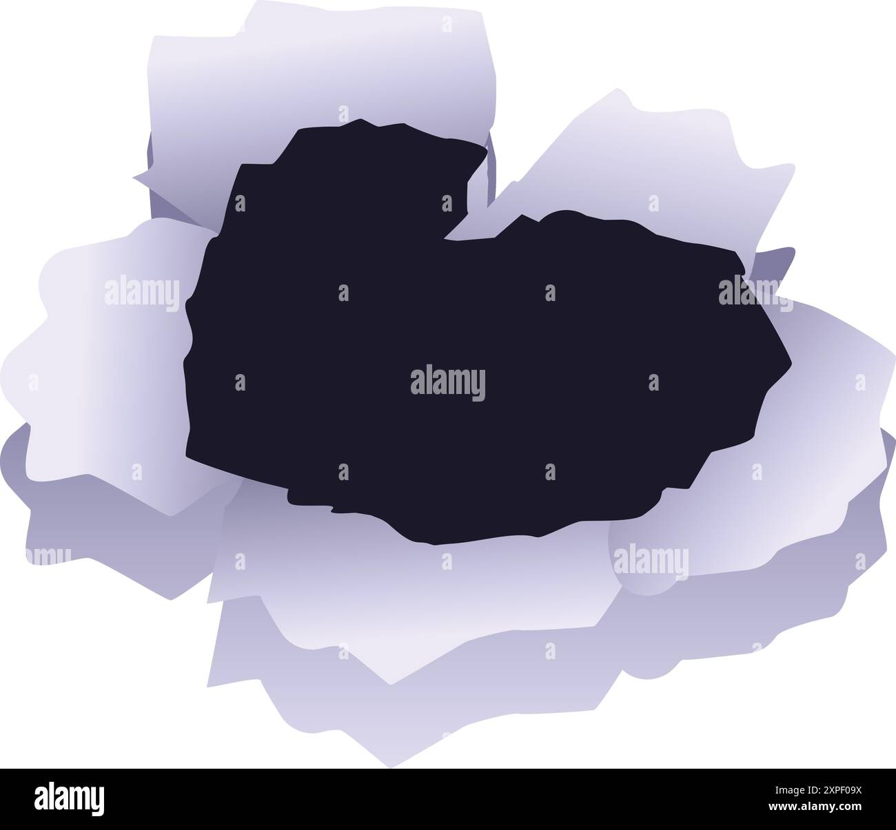 Bullet hole tearing through paper, leaving a dark void Stock Vector ...