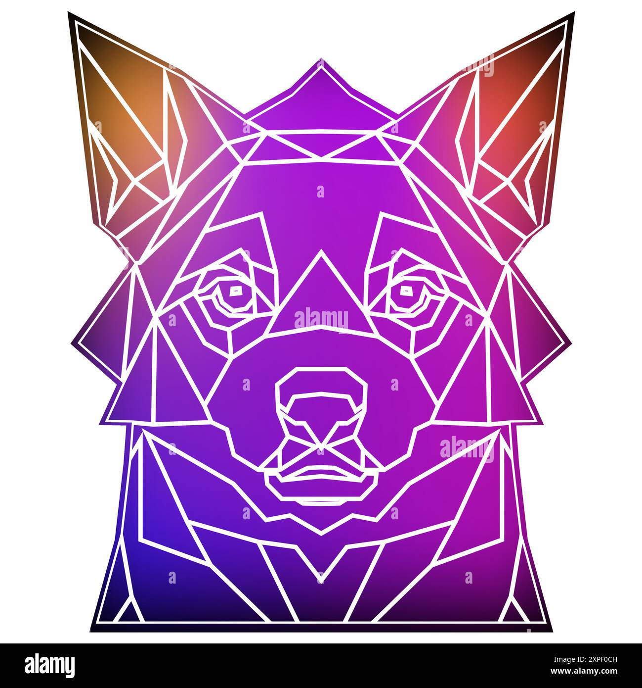 Stylized dog head a geometric style of triangles and different gradient ...