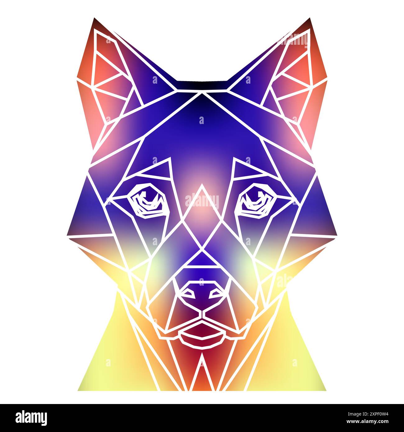 Stylized dog head a geometric style of triangles and different gradient ...