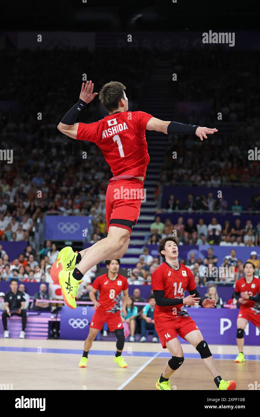 Paris, France. 5th Aug, 2024. Yuji Nishida (JPN) Volleyball : Men's Quarter-Final match between ...