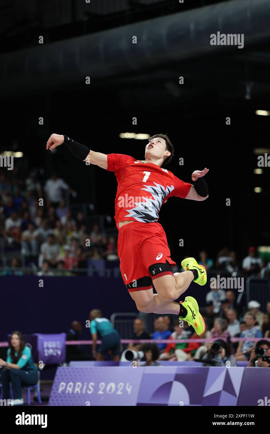 Paris, France. 5th Aug, 2024. Yuji Nishida (JPN) Volleyball : Men's Quarter-Final match between ...
