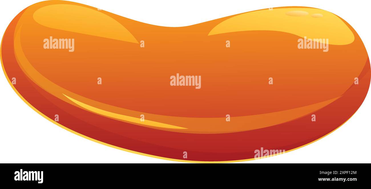 Single orange jelly bean is laying on its side showing a smooth texture ...