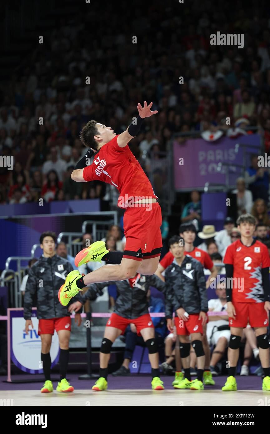 Paris, France. 5th Aug, 2024. Yuji Nishida (JPN) Volleyball : Men's Quarter-Final match between ...