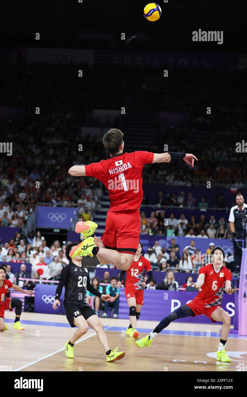 Paris, France. 5th Aug, 2024. Yuji Nishida (JPN) Volleyball : Men's Quarter-Final match between ...
