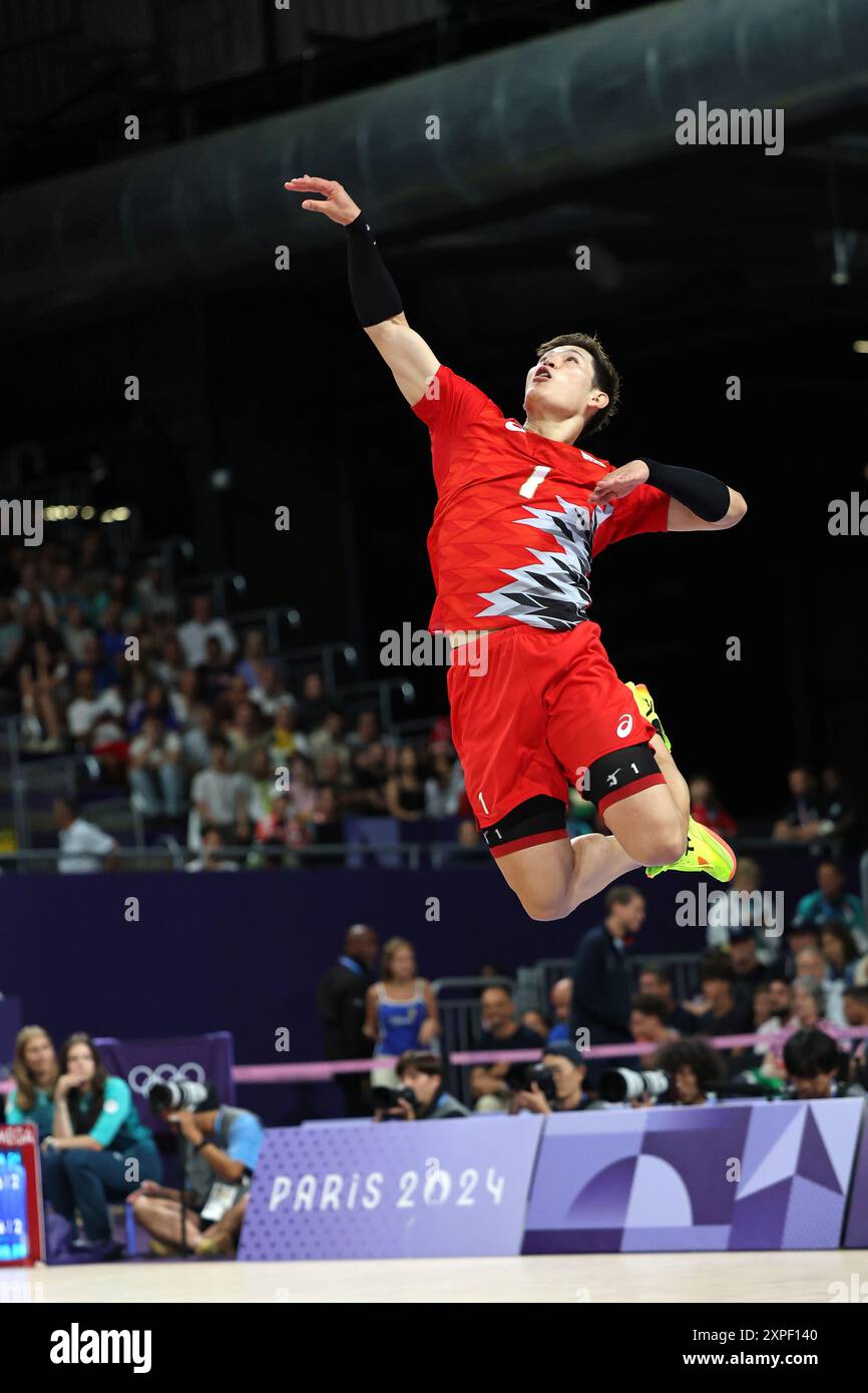 Paris, France. 5th Aug, 2024. Yuji Nishida (JPN) Volleyball : Men's Quarter-Final match between ...