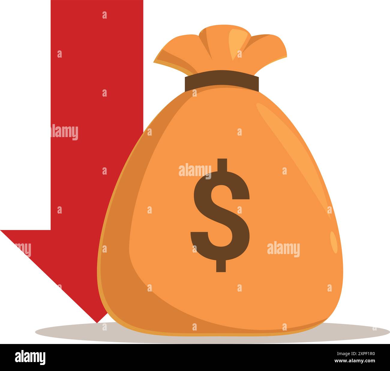 Illustration representing the concept of economic recession with a red ...