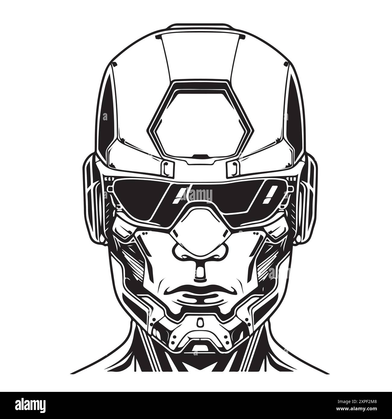 Hand drawn illustration drawing robot Black and White Stock Photos ...