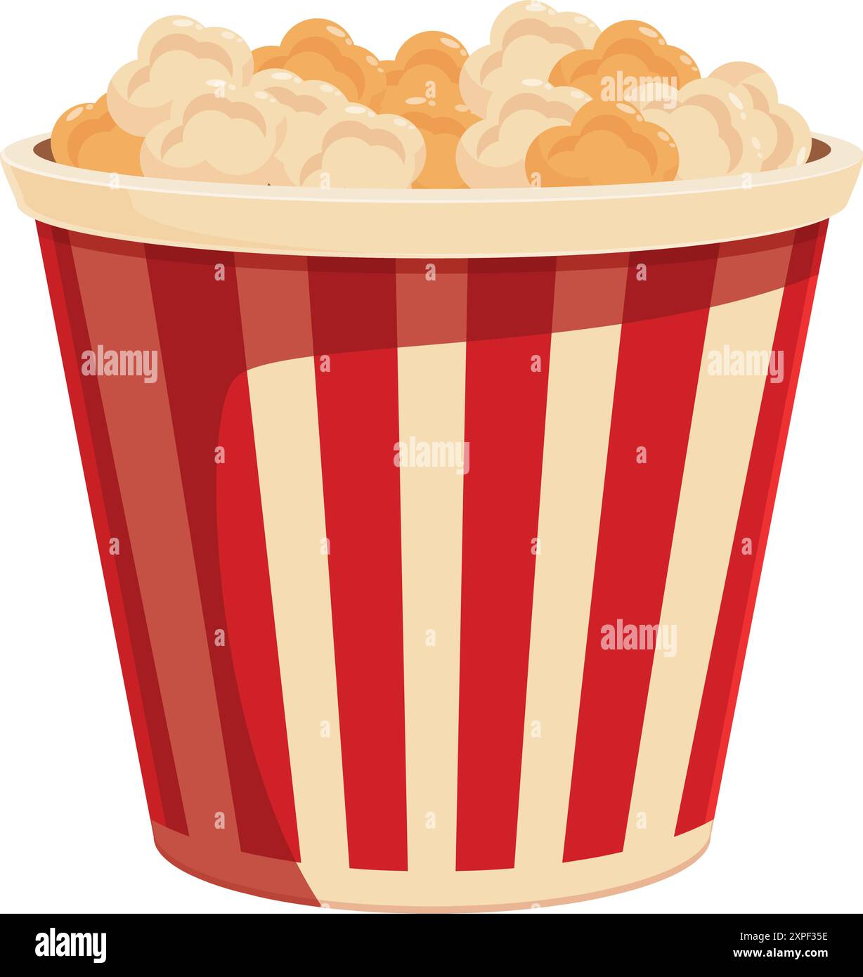Classic red and white striped cardboard bucket overflowing with ...