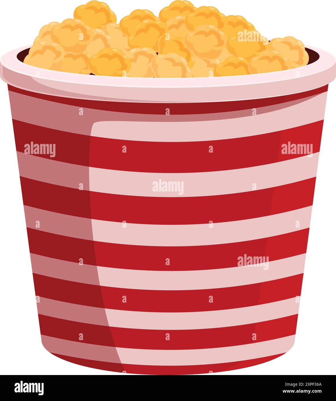 Red and white striped bucket overflowing with delicious and buttery ...