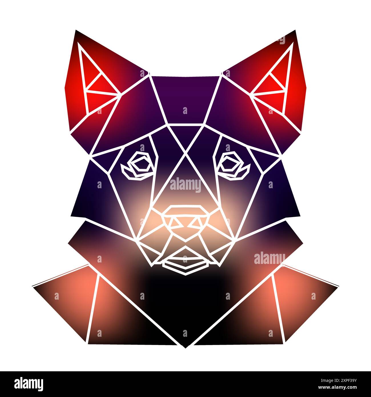 Stylized dog head a geometric style of triangles and different gradient ...