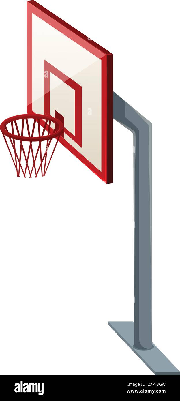 Isometric view of a basketball hoop with a red rim and a net Stock ...