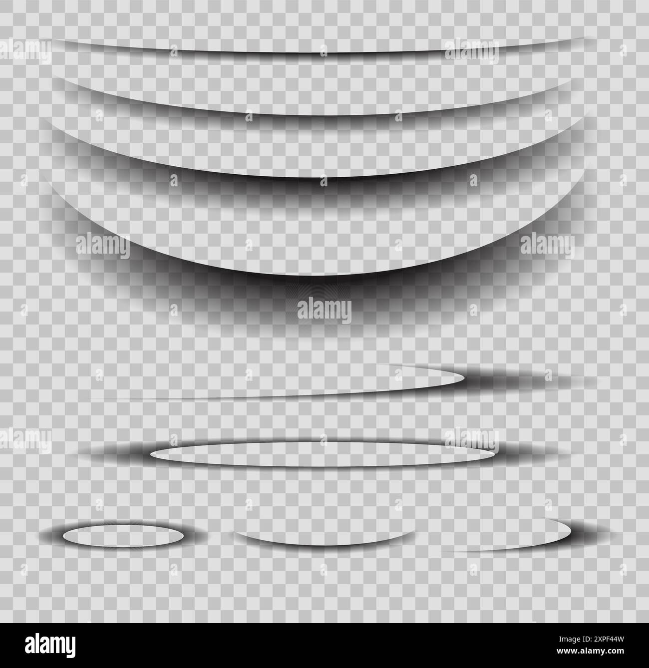 Vector set of rectangular shadow effects. Collection of translucent ...