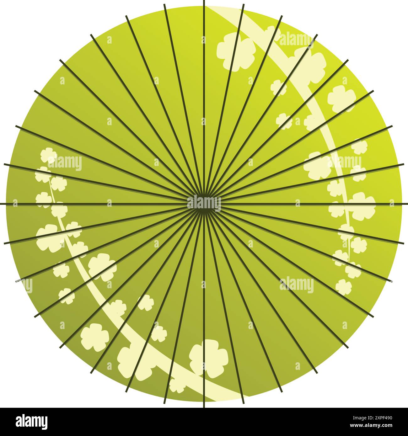 Traditional japanese umbrella, decorated with floral pattern, isolated ...