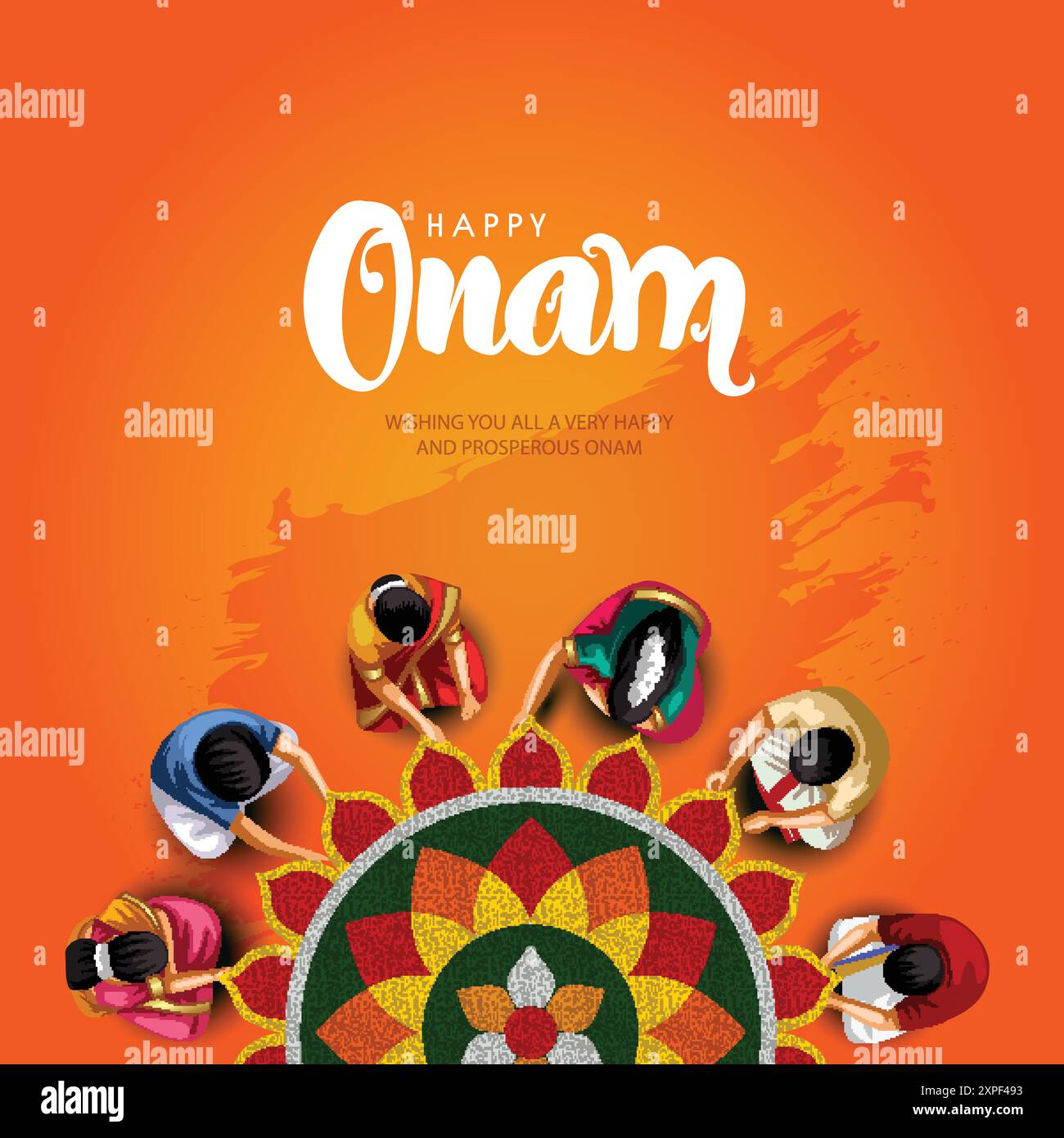 Kerala festival happy onam with people making flower decoration, use ...