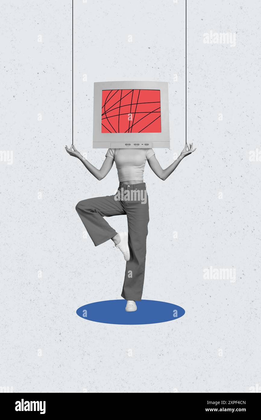 Vertical collage image computer monitor headless person mind control ...