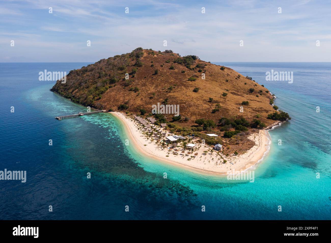 Labuan Bajo, Indonesia: Aerial view of an idyllic island surrounded by ...