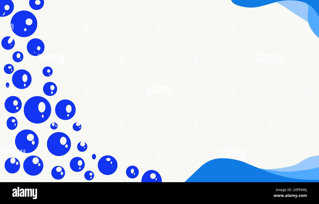 White Abstract background with blue liquid and blue bubbles. Perfect ...