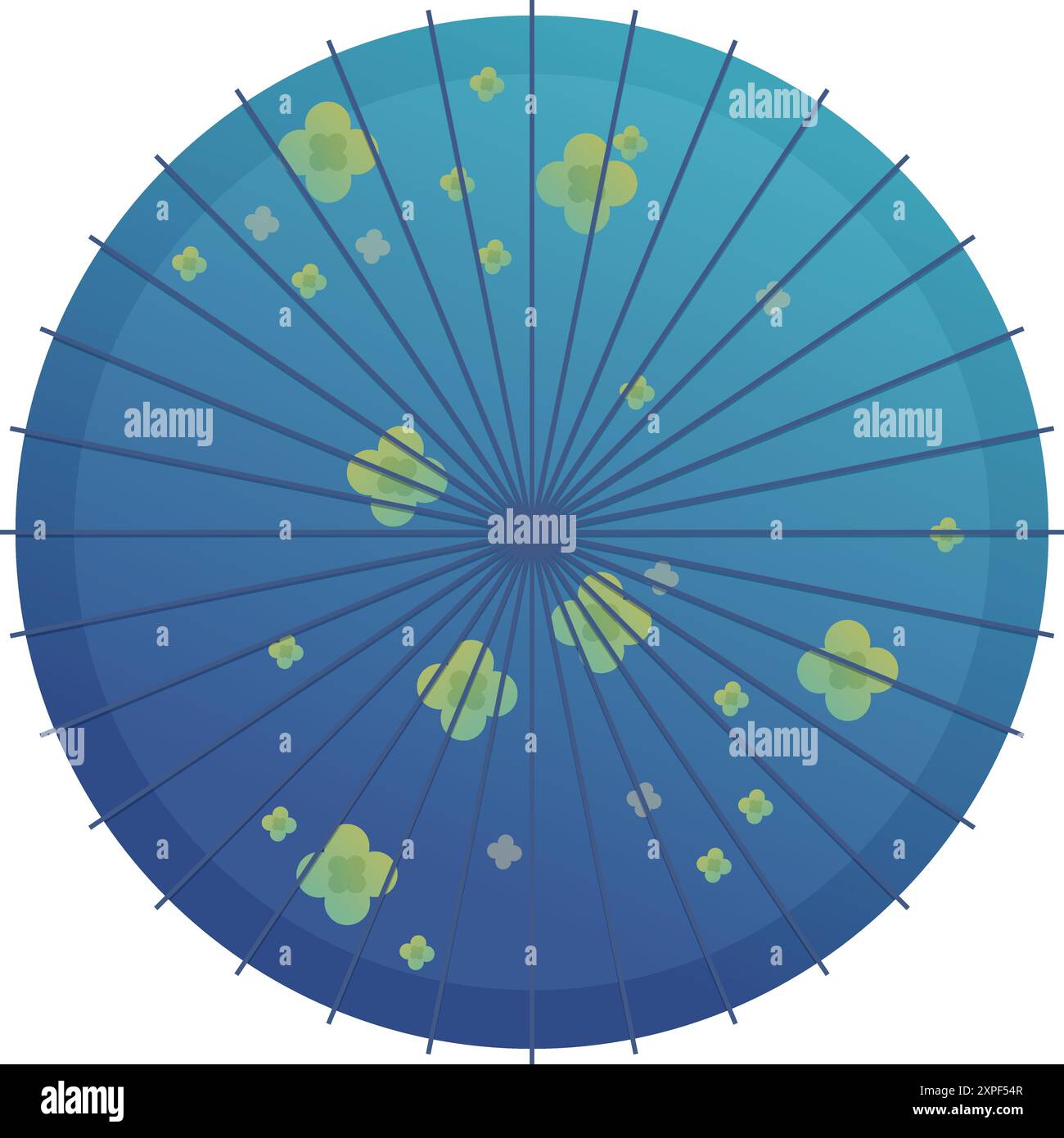 Traditional blue japanese parasol with floral pattern showing its ...