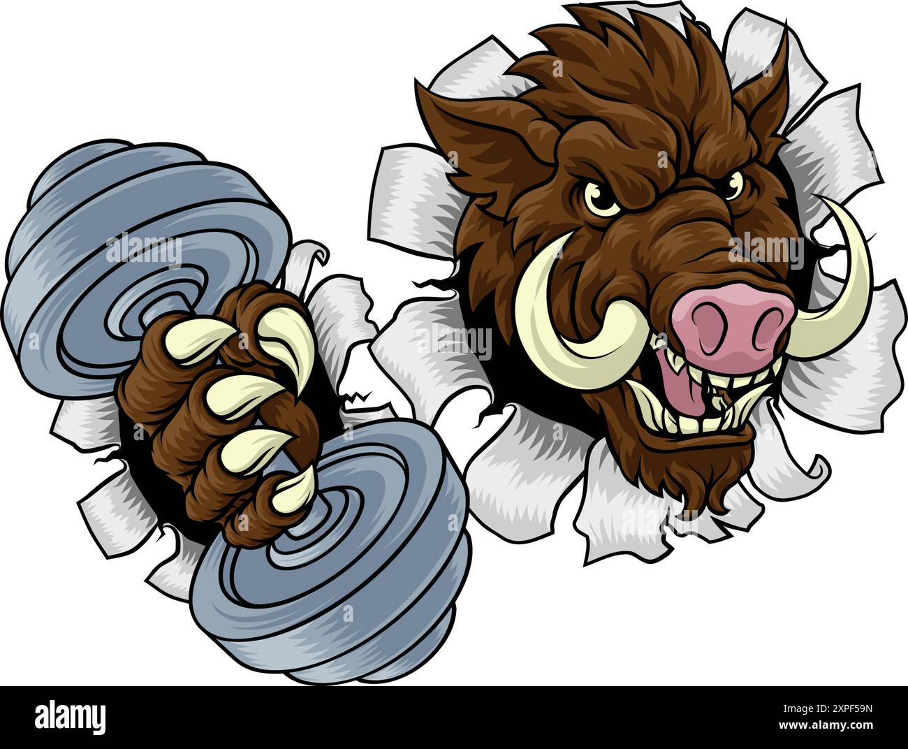 Boar Wild Razorback Warthog Weight Lifting Mascot Stock Vector Image ...