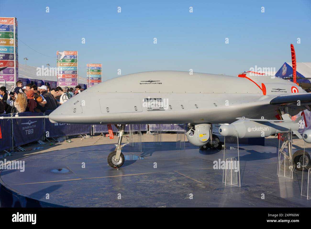 ISTANBUL, TURKIYE - MAY 01, 2023: Baykar Bayraktar TB3 display in ...