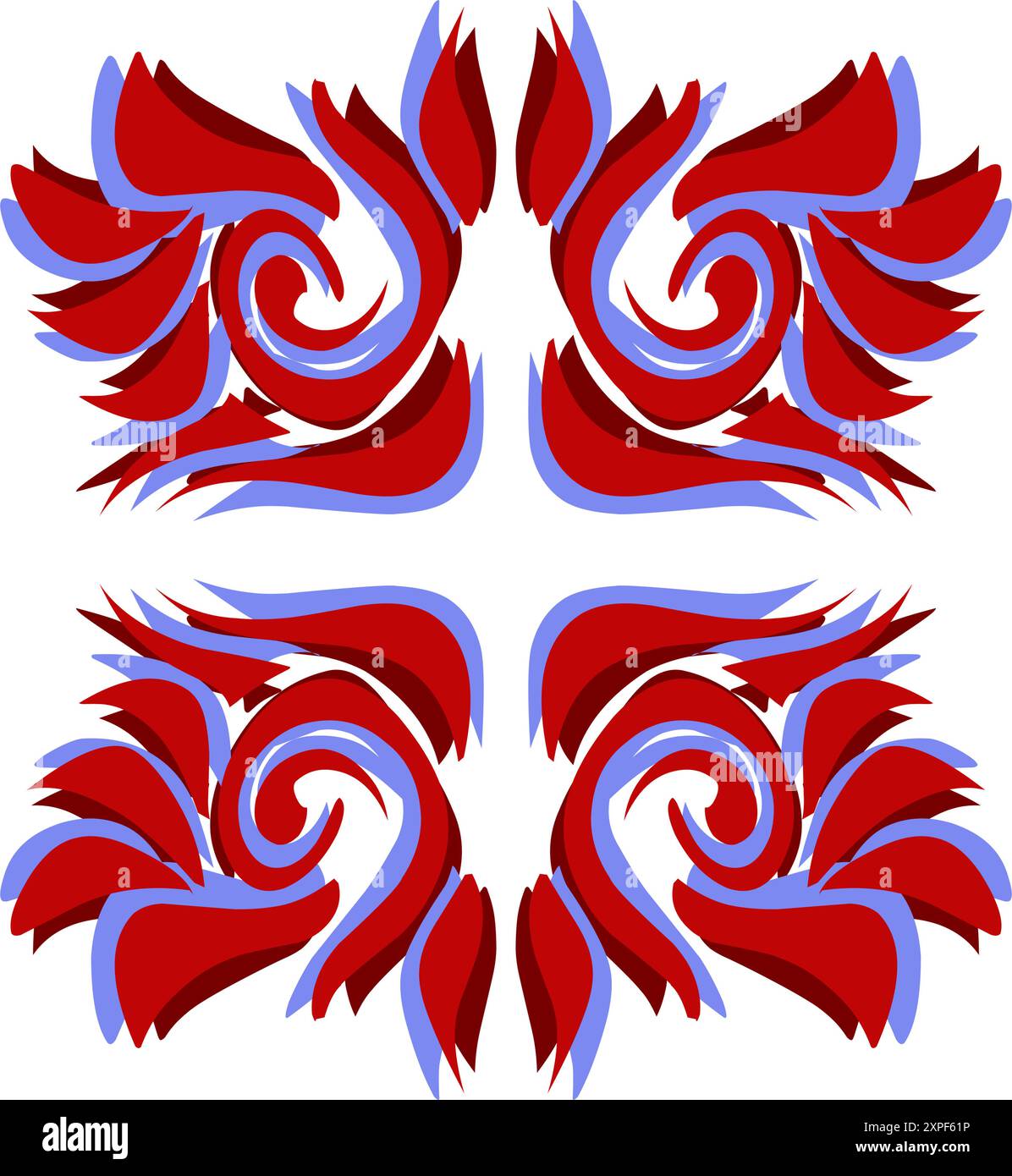 Illustration of red tribal tattoo with blue shading. Perfect for logo ...