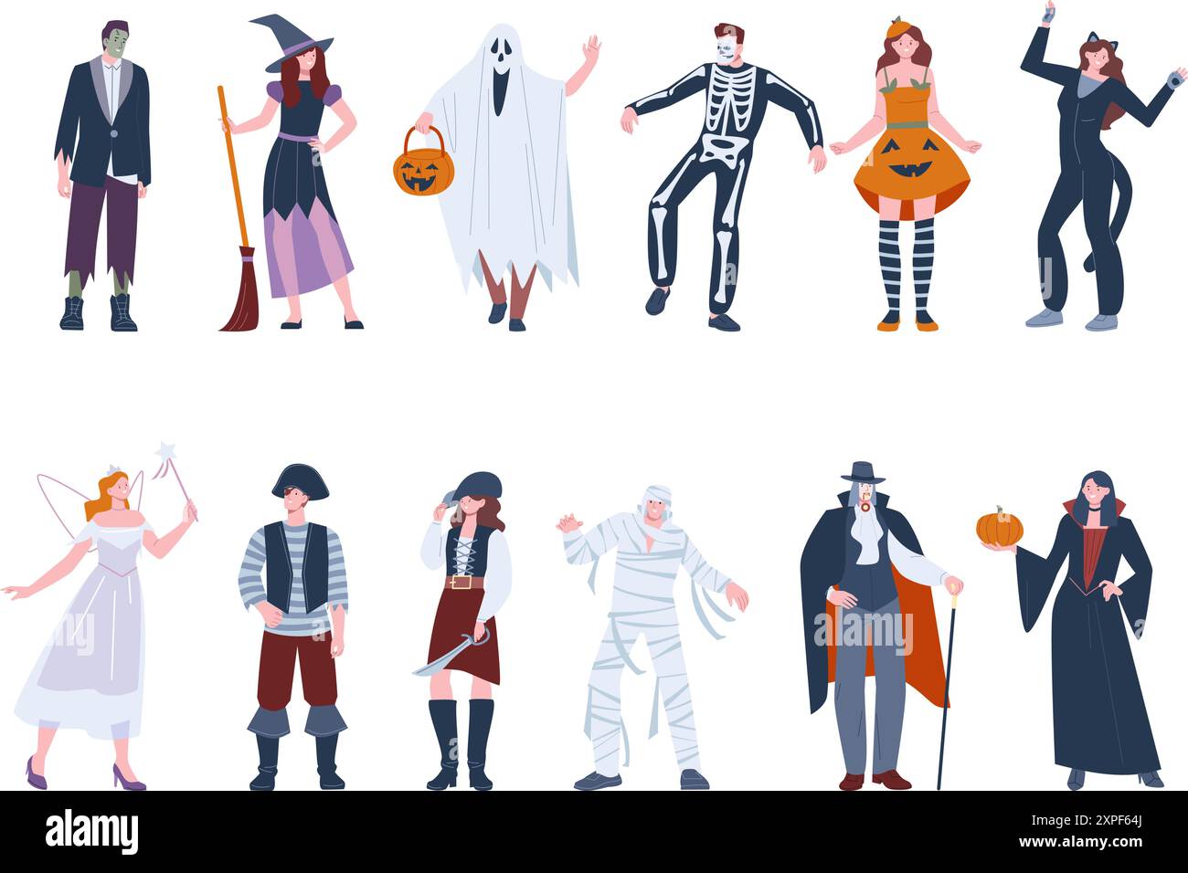 Halloween people. Teenagers wear spooky costumes for party or festival ...
