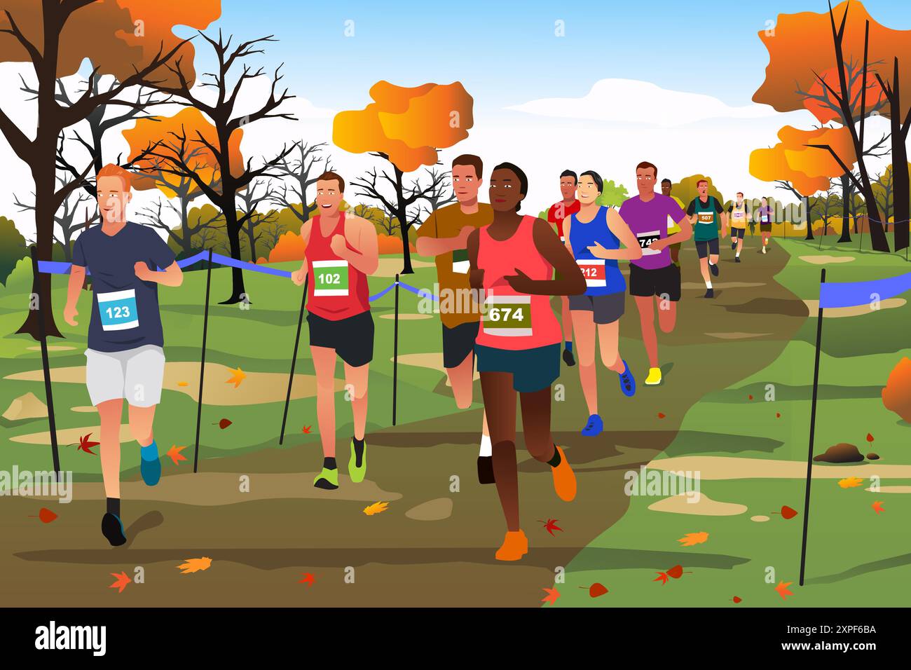 A vector illustration of Cross Country Marathon Running Competition ...