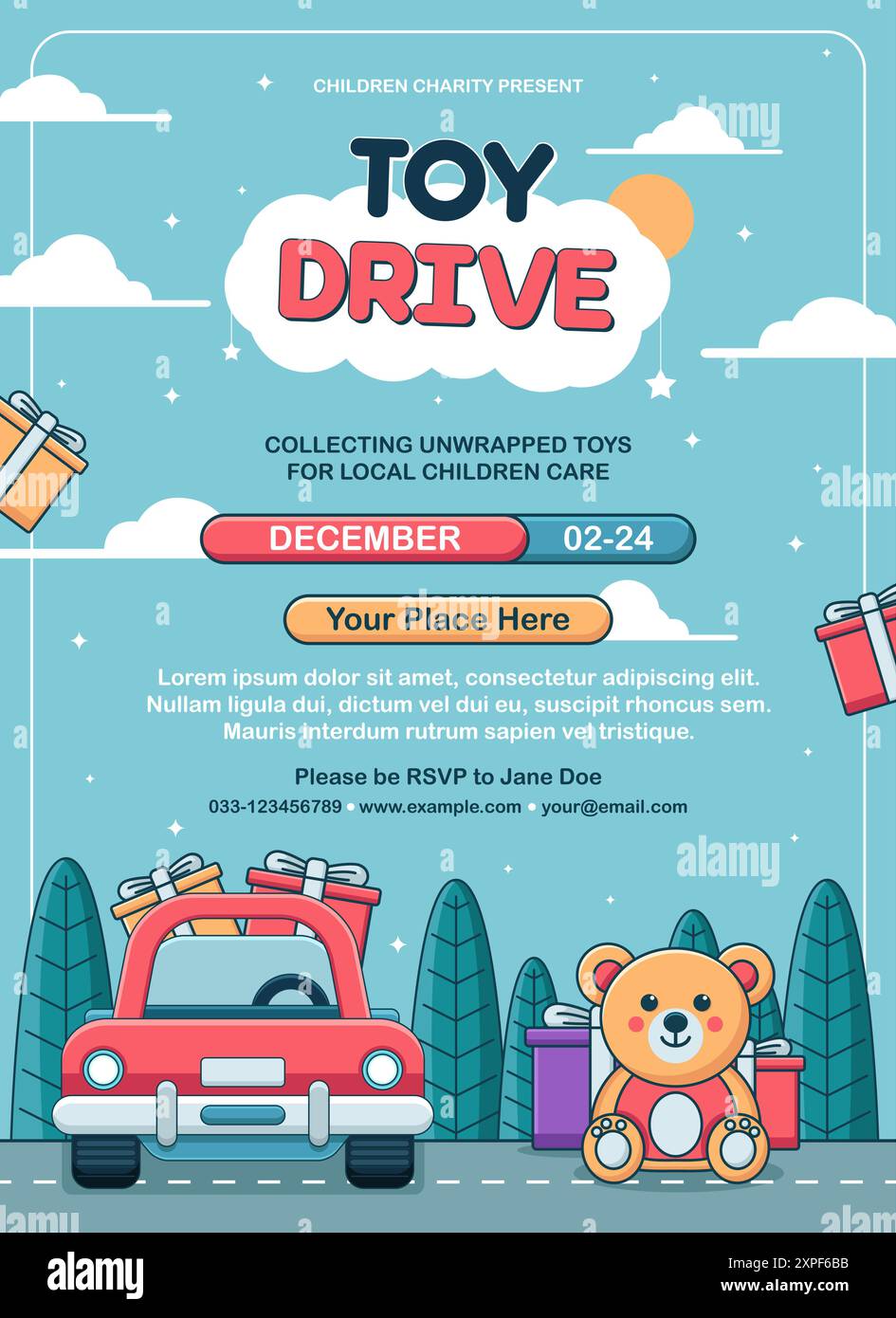 A vector illustration of Toy Drive Brochure Stock Vector Image & Art ...