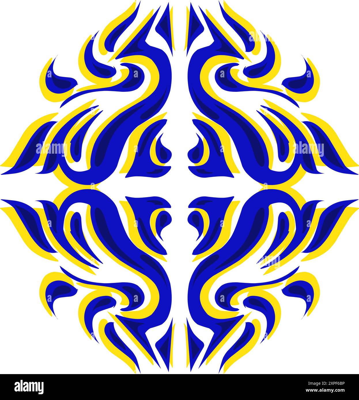 Illustration of blue tribal tattoo with yellow shading. Perfect for ...