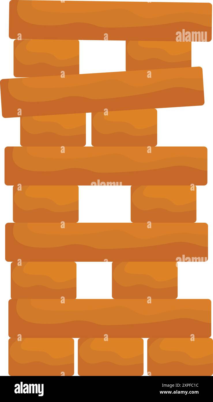 Tall tower of rectangular wooden blocks is carefully balanced hi-res ...