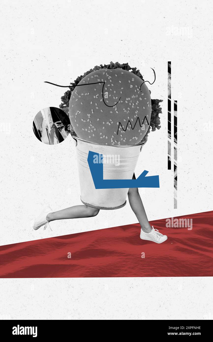 Vertical collage body fragments legs runner ice cream dessert menu ...