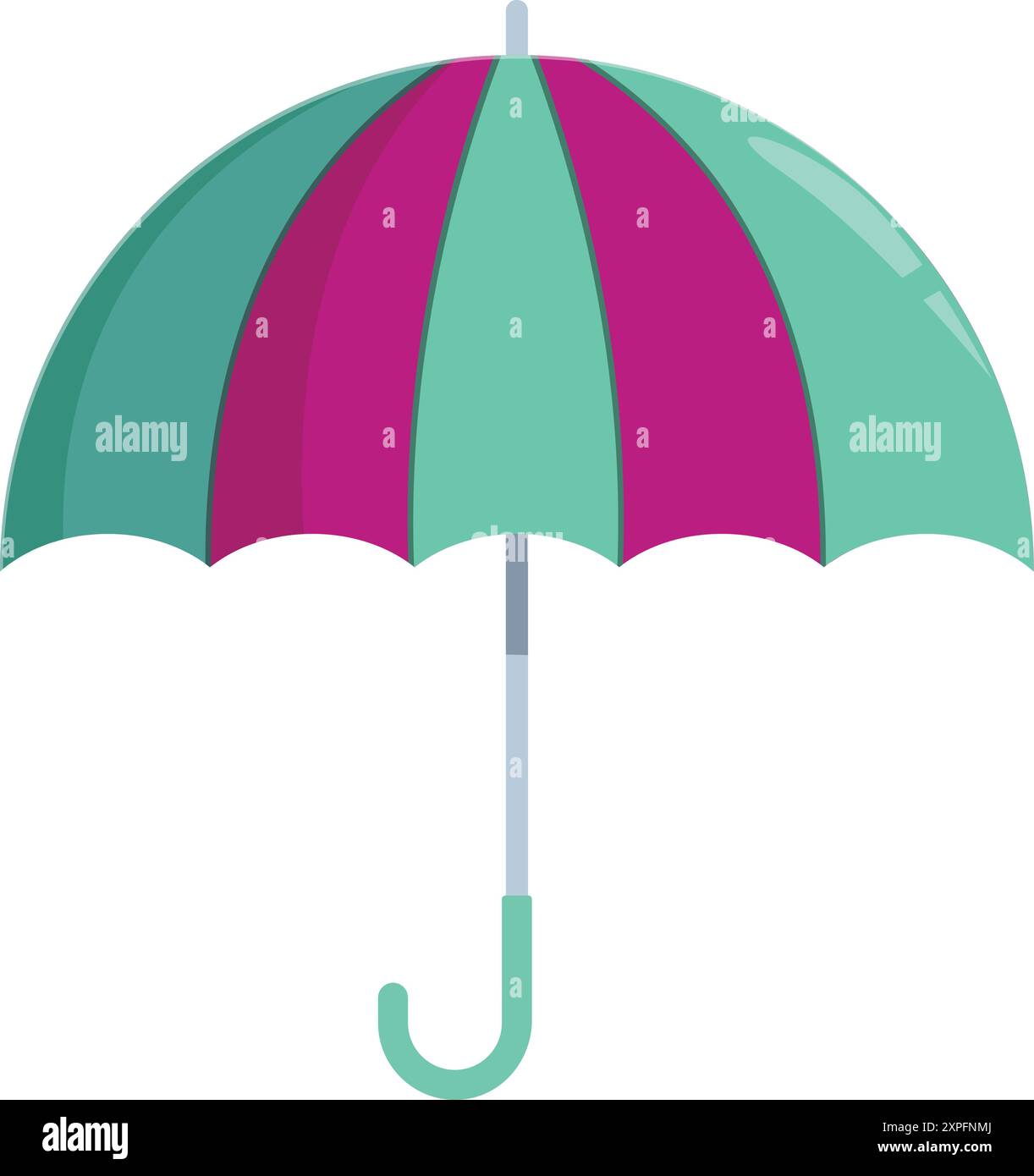 Classic colorful stripe umbrella protecting from the rain, isolated on ...